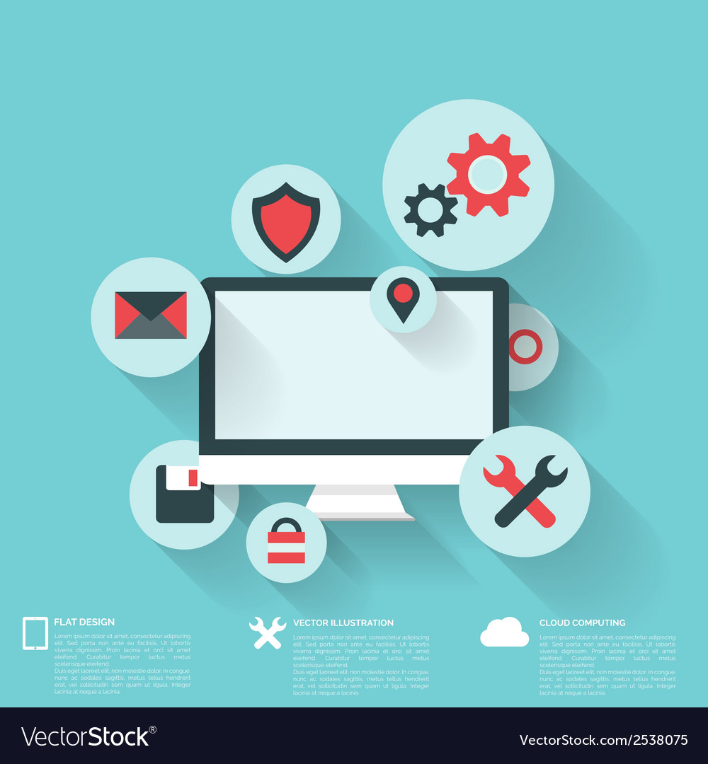 Flat abstract background with web icons interface Vector Image