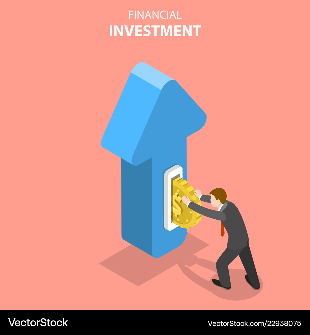 Flat isometric concept of financial Royalty Free Vector