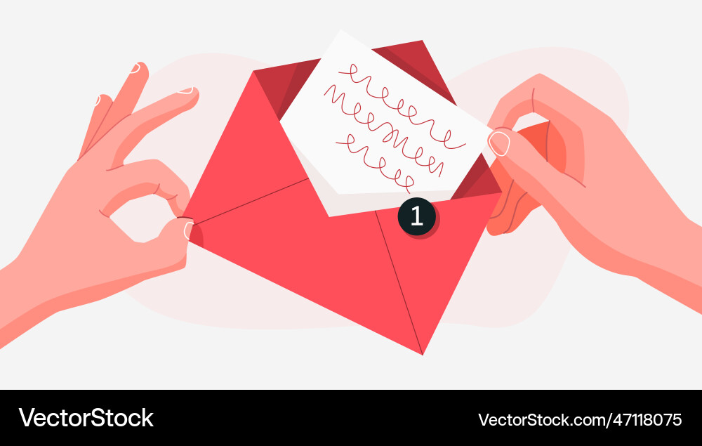 Hands hold open letter concept of communication Vector Image