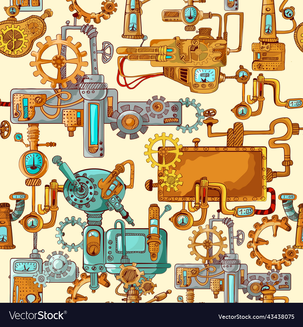 Industrial machines seamless Royalty Free Vector Image