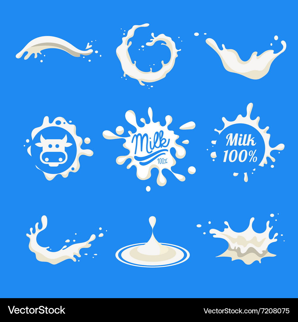 Milk Logo and Labels Designs with Lettering Vector Image