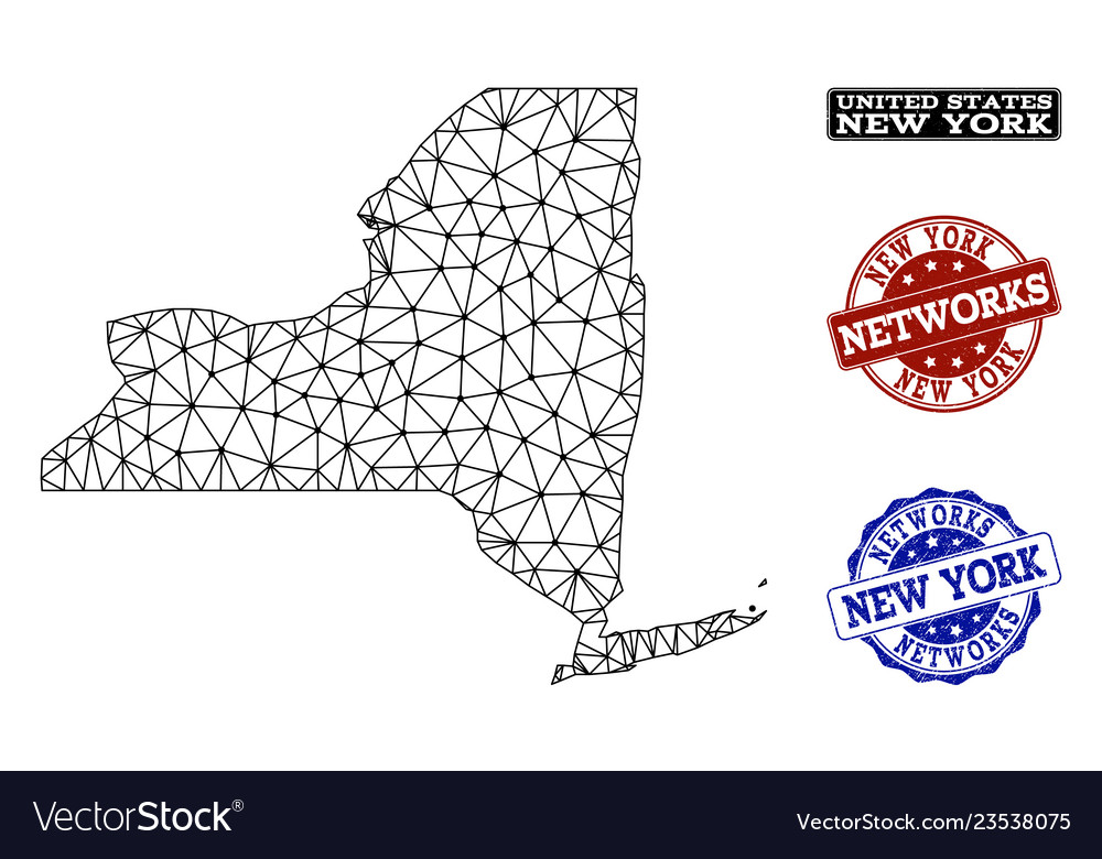Polygonal network mesh map of new york Royalty Free Vector Polygonal network mesh map of new york Royalty Free Vector