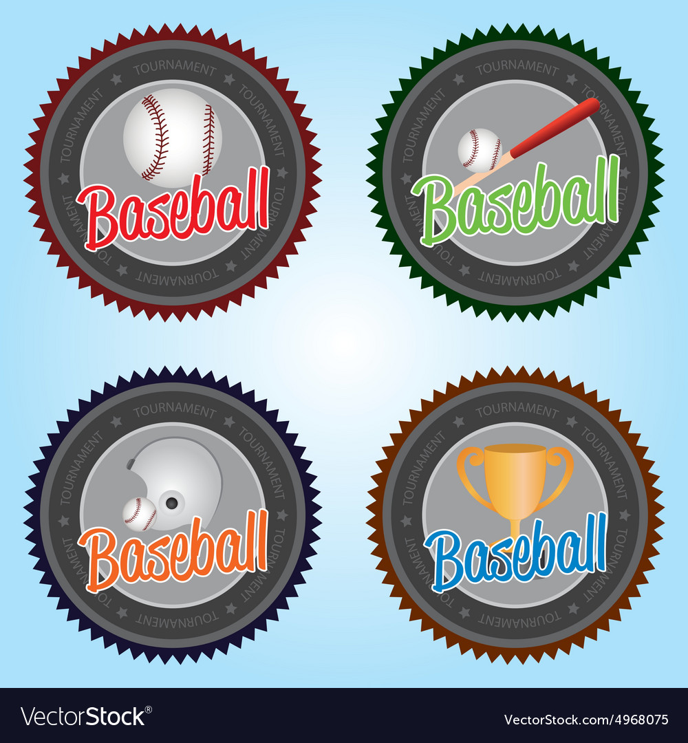 Set labels with baseball elements Royalty Free Vector Image