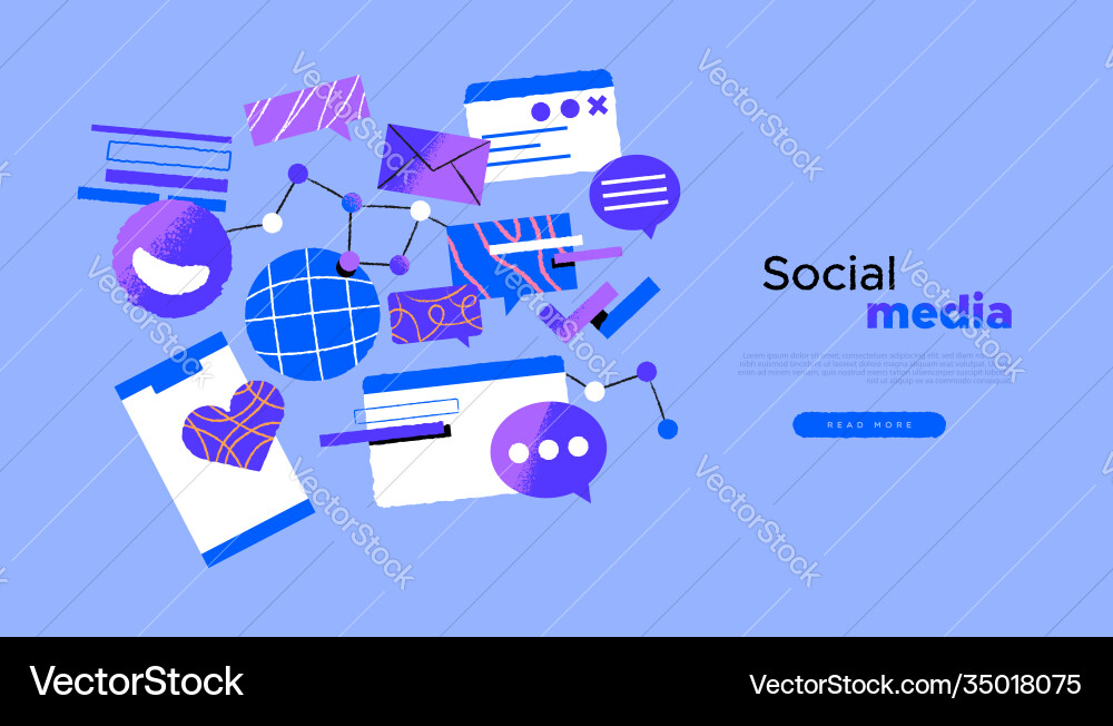 Social media web template internet cartoon icon Vector Image