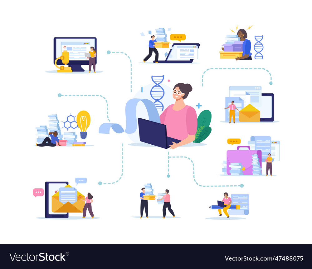 Writing science article composition Royalty Free Vector
