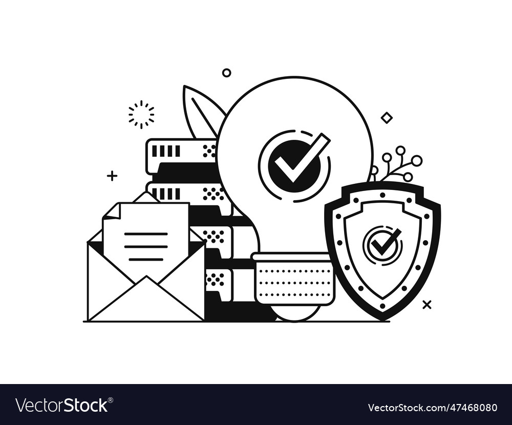 File Security And Firewall Protection Line Scene Vector Image