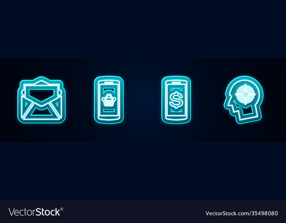 Set line mail and e-mail shopping basket Vector Image Set line mail and e-mail shopping basket Vector Image