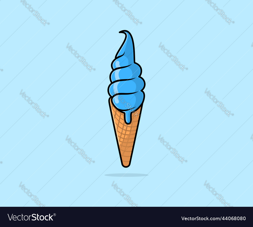 Sweet Melting Ice Cream Cone Cartoon Royalty Free Vector