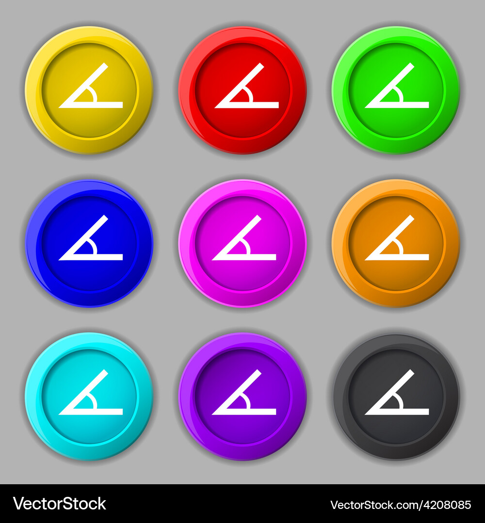 Angle 45 degrees icon sign symbol on nine round Vector Image
