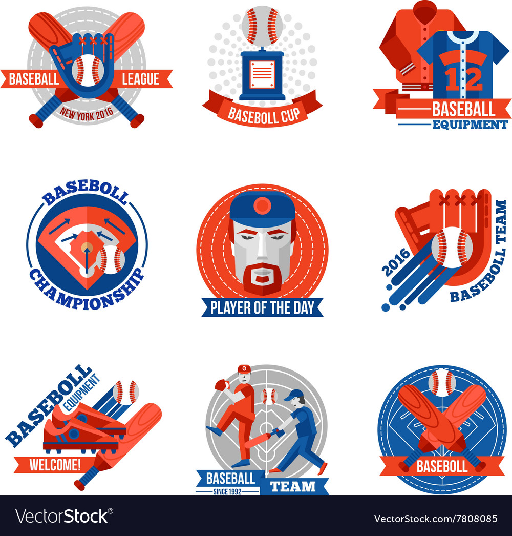 Baseball Emblems Set Royalty Free Vector Image