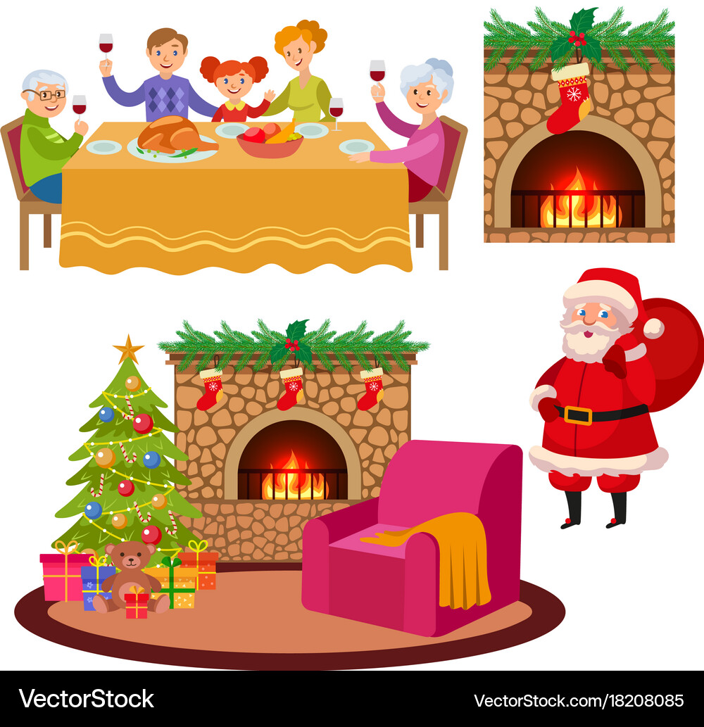 Christmas holiday scenes set Royalty Free Vector Image