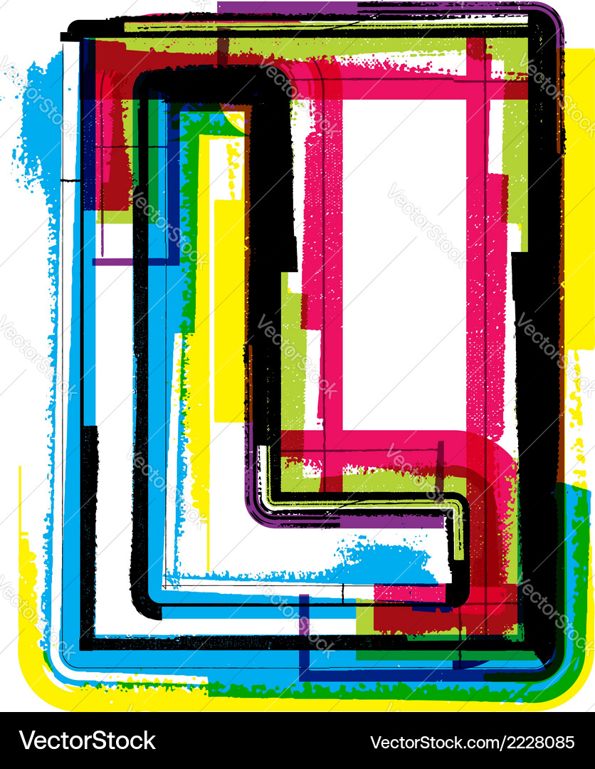 Colorful grunge font letter l Royalty Free Vector Image