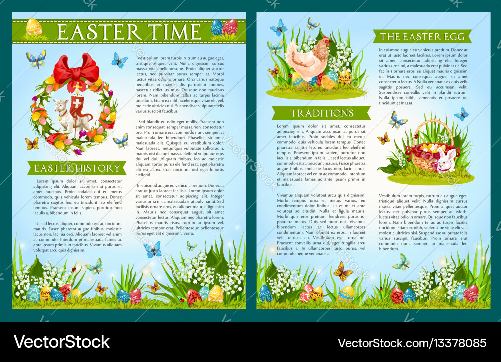 Easter egg hunt celebration brochure template Vector Image