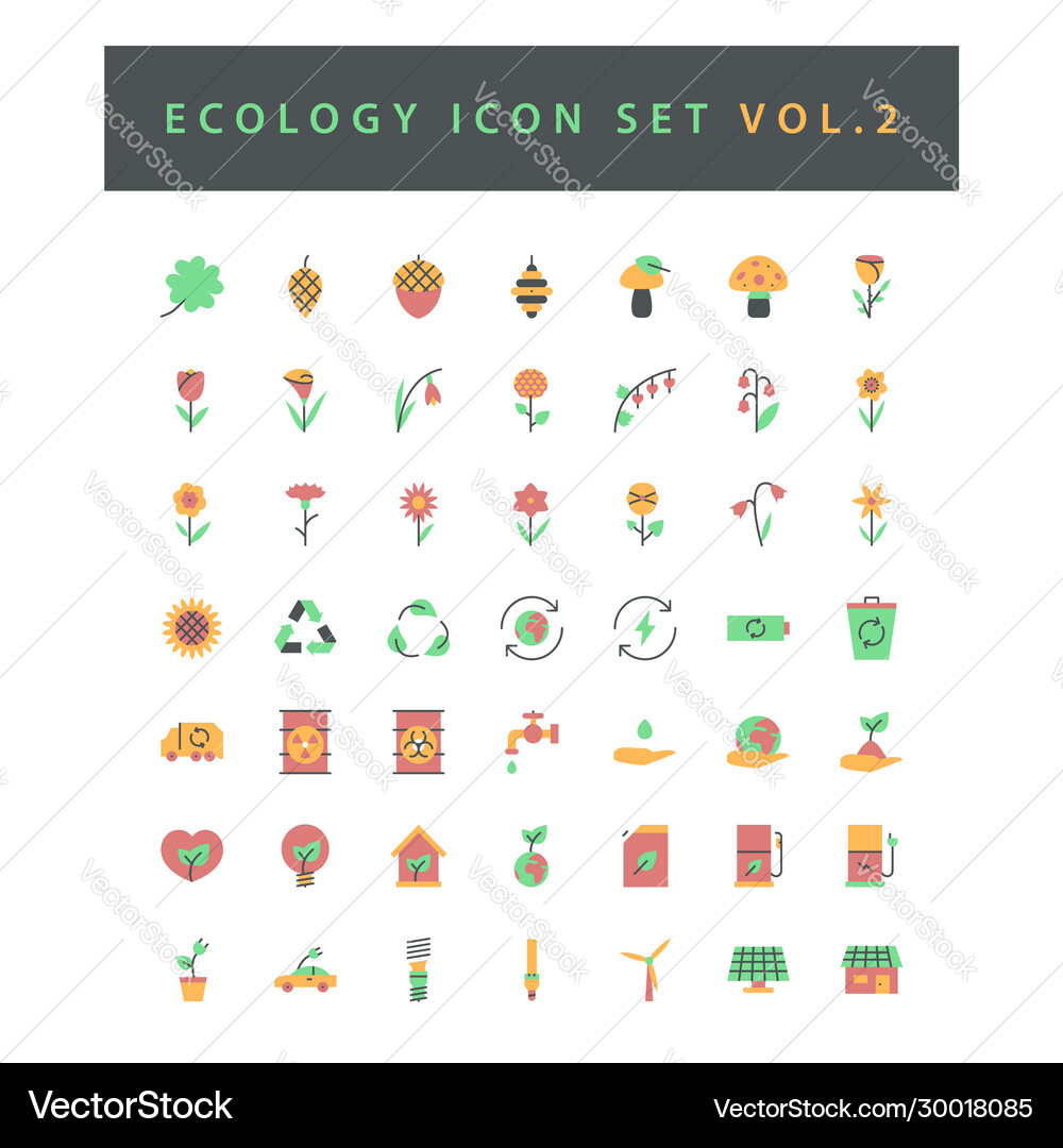 Ecology icon set with colorful modern flat style Vector Image