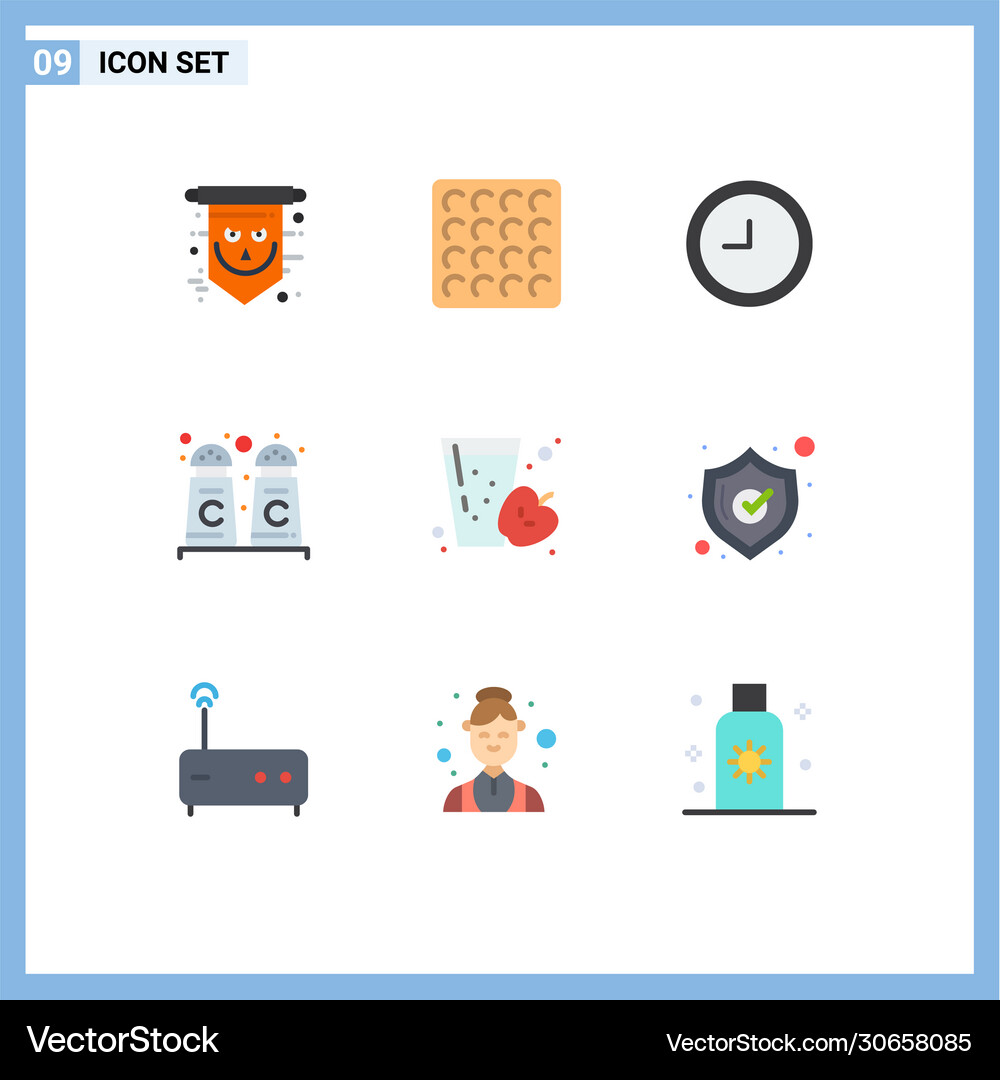Flat color pack 9 universal symbols safety Vector Image