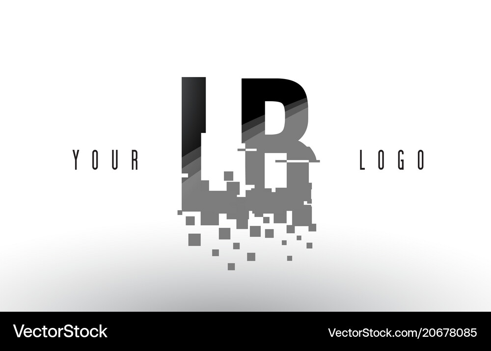 Lb l b pixel letter logo with digital shattered Vector Image