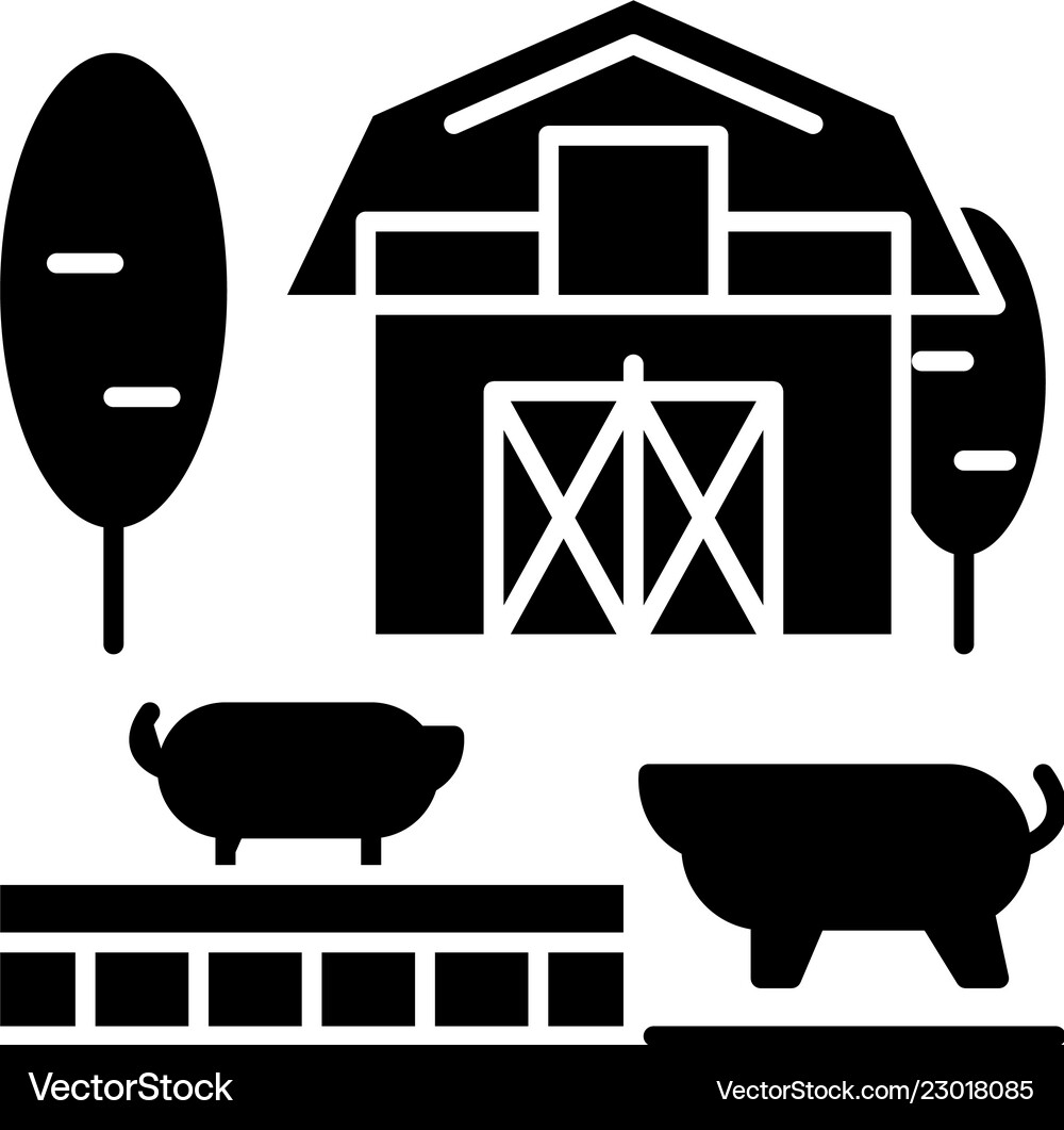 Livestock black icon sign on isolated Royalty Free Vector