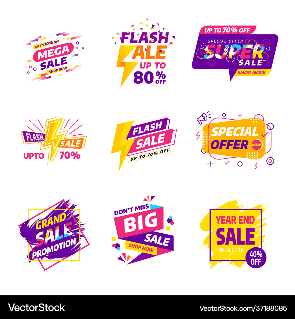 Sale banner badges design template set Royalty Free Vector