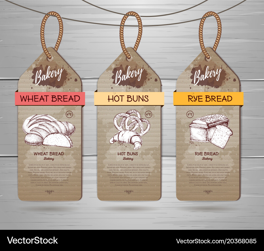 Set of restaurant labels bakery menu design Vector Image