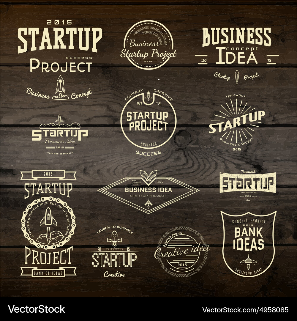 Startup project badges logos and labels for any Vector Image
