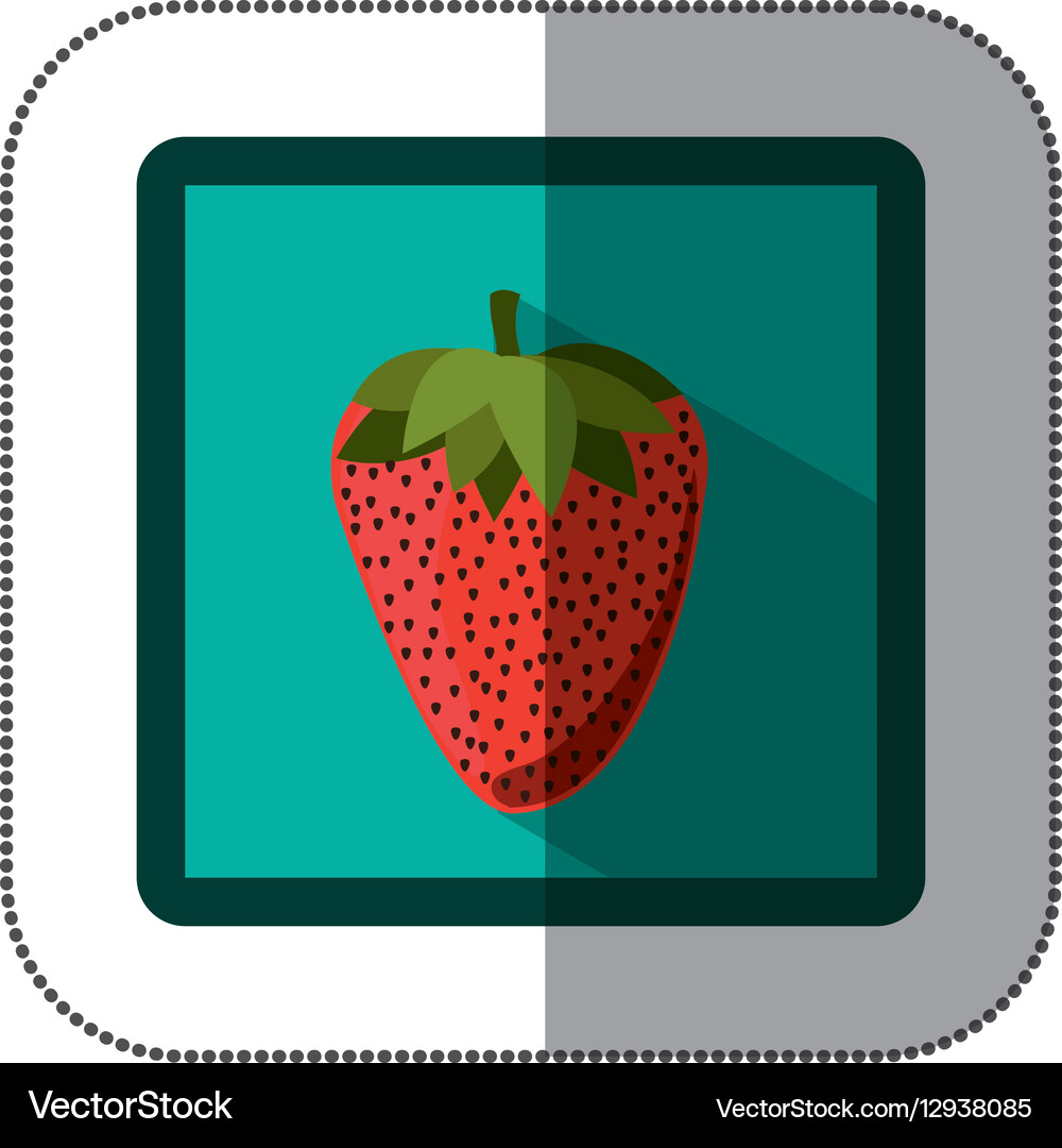 Sticker colorful square with strawberry Royalty Free Vector