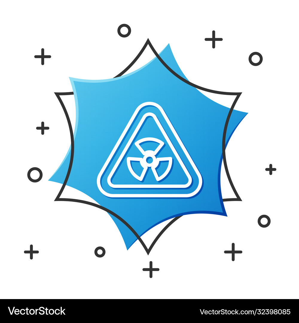 White line triangle sign with radiation symbol Vector Image