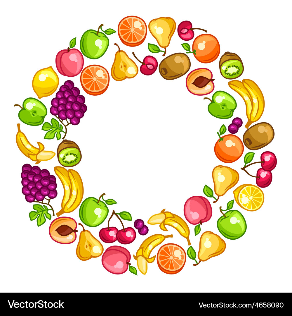 Background design with stylized fresh ripe fruits Vector Image
