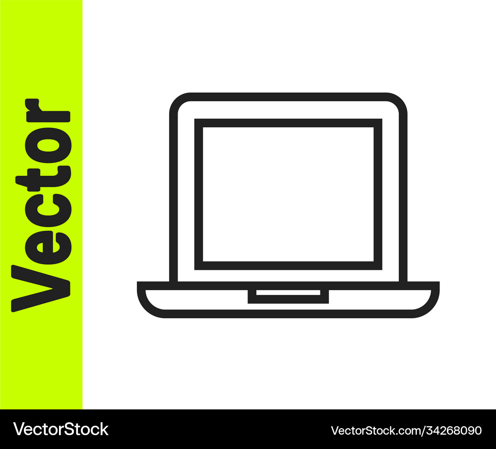 Black line laptop icon isolated on white Vector Image