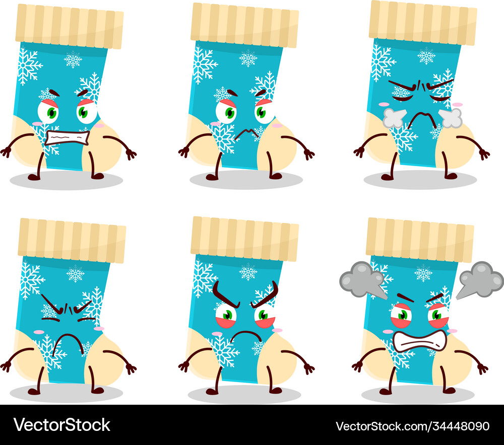 Blue christmas socks cartoon character Royalty Free Vector