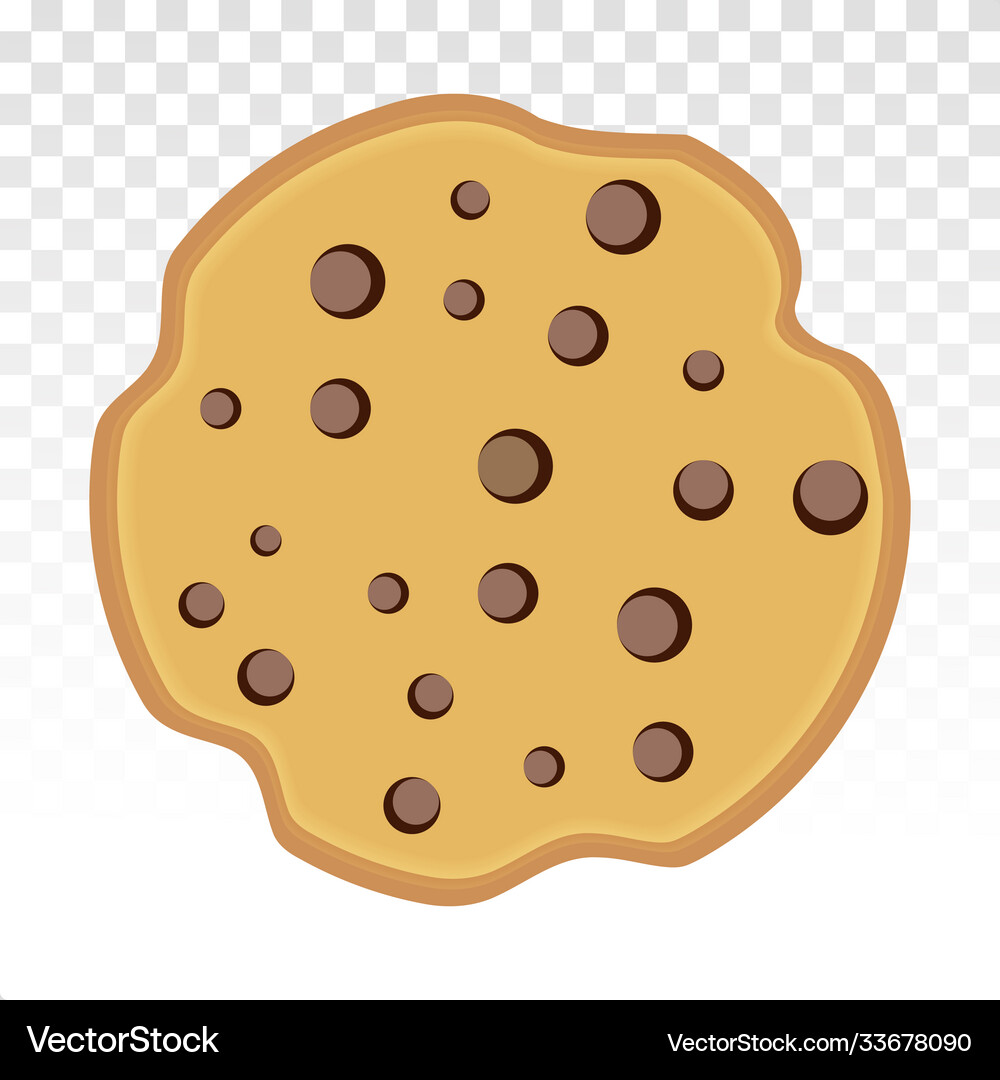 Chocolate chip cookie foods flat icon for apps or Vector Image