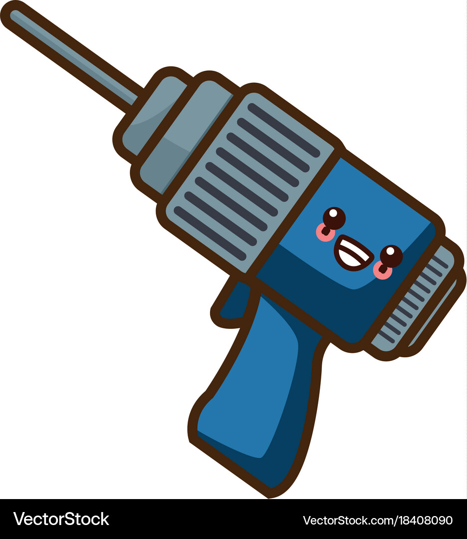 Electric drill tool kawaii cartoon Royalty Free Vector Image