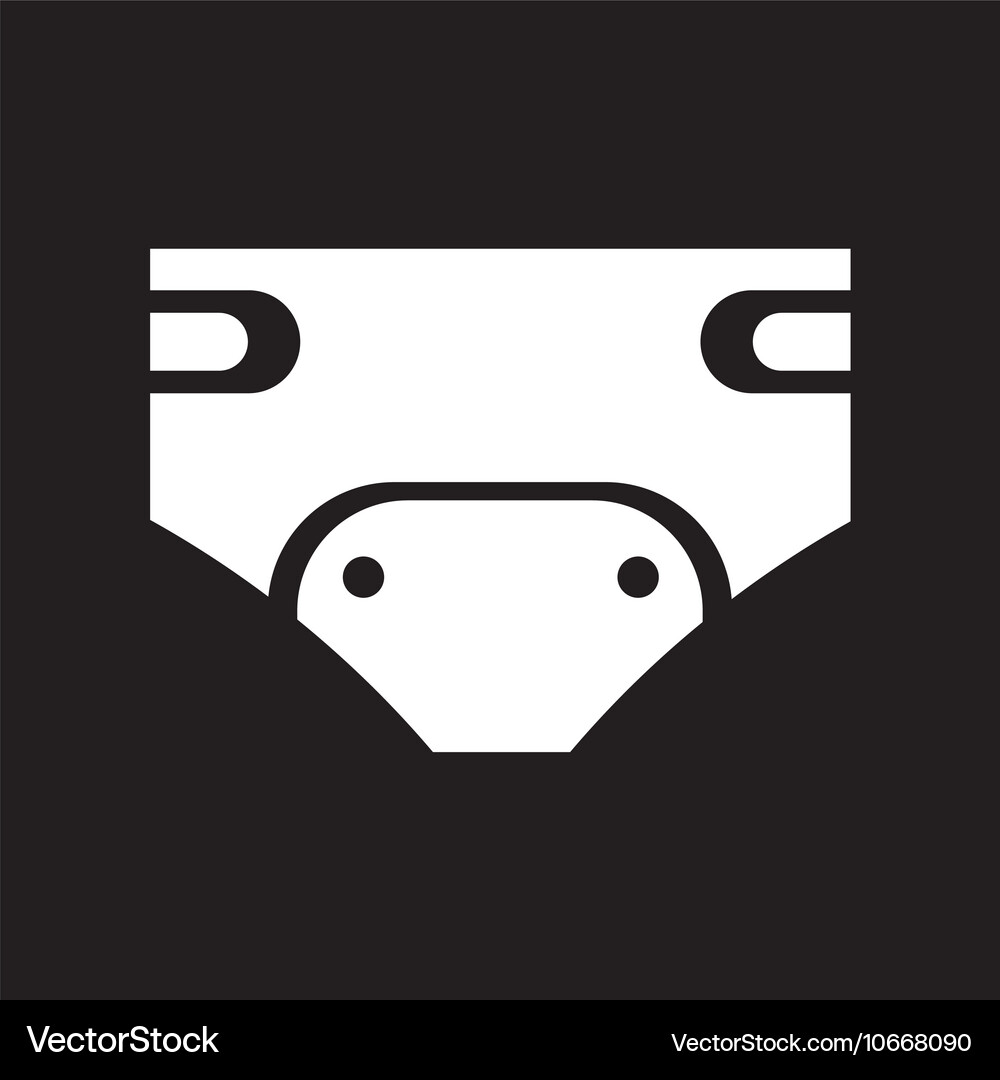 Flat icon in black and white style diapers Vector Image
