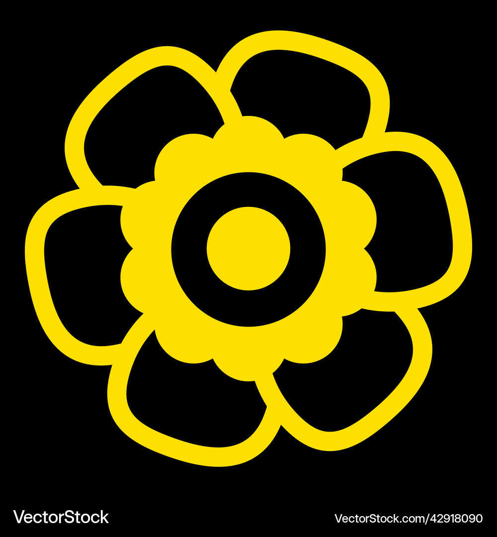 Golden single isolated flat flower on black Vector Image