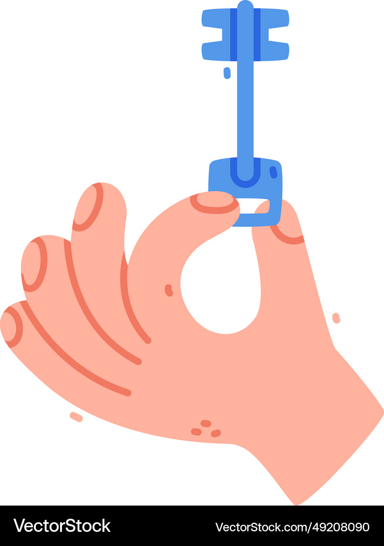 Human hand hold blue key for door lock Royalty Free Vector