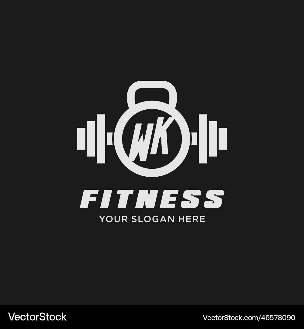 Initial wk fitness logo with creative kettlebell Vector Image