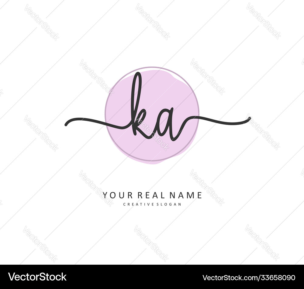 K a ka initial letter handwriting and signature Vector Image