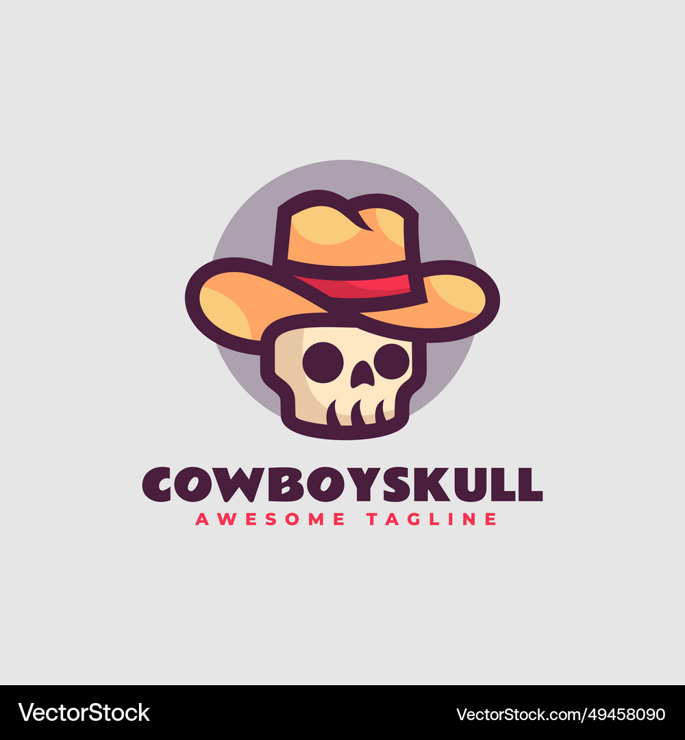 Logo cowboy skull simple mascot style Royalty Free Vector