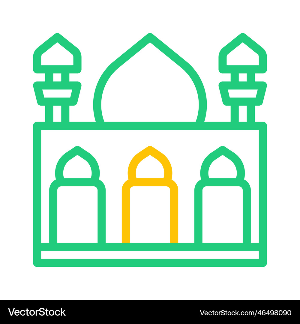Mosque icon duocolor green yellow style ramadan Vector Image