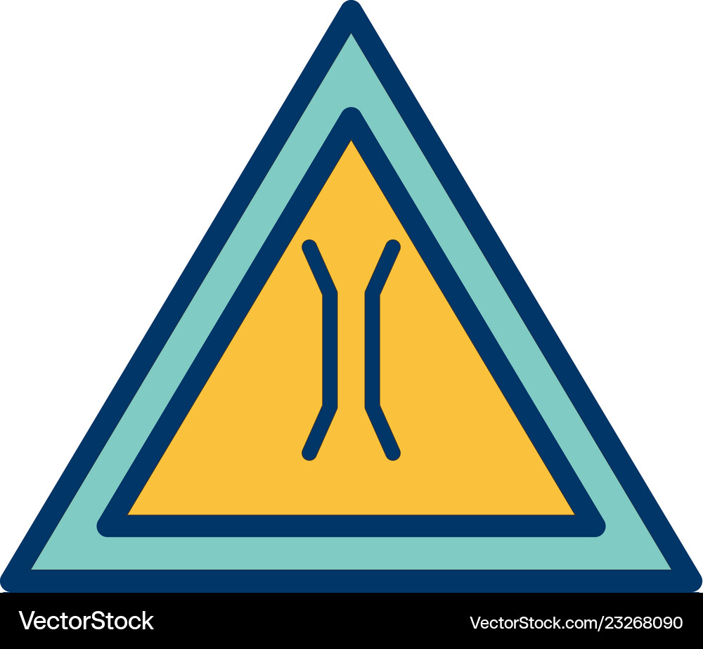 Narrow bridge road sign icon Royalty Free Vector Image