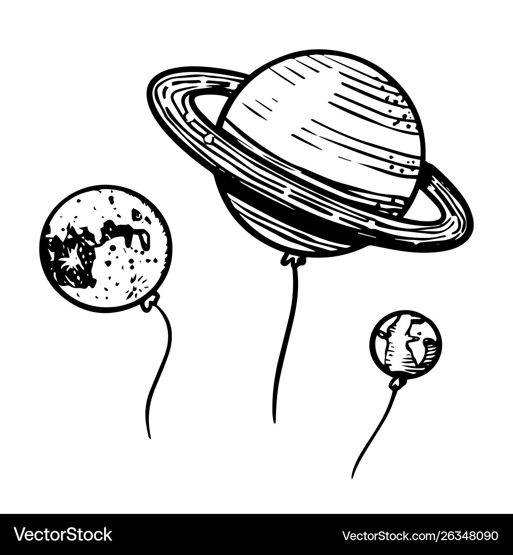 Planets in space for emblem or logo astronomy Vector Image