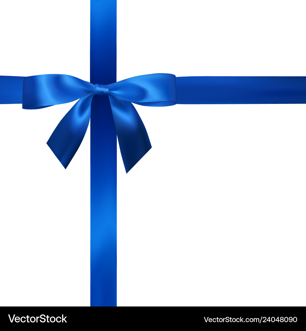 Realistic blue bow with blue ribbons isolated on Vector Image