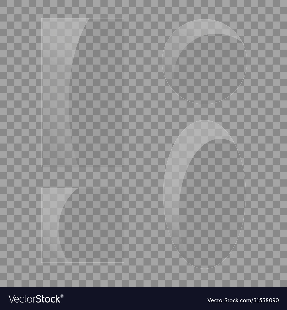 Set Shiny Glass Plates Clear Glass Showcase On Vector Image