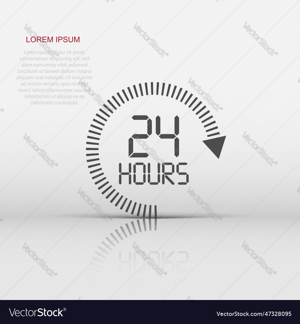 24 hours clock sign icon in flat style twenty Vector Image 24 hours clock sign icon in flat style twenty Vector Image