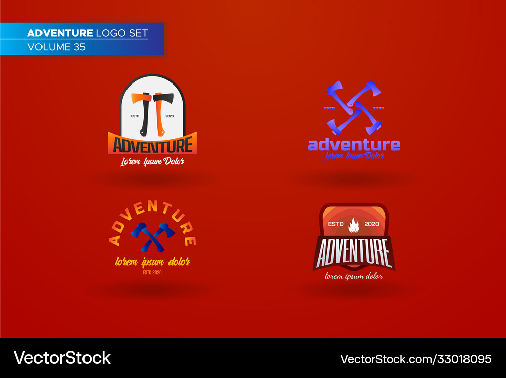 Adventure logo set templates twin and quartet Vector Image