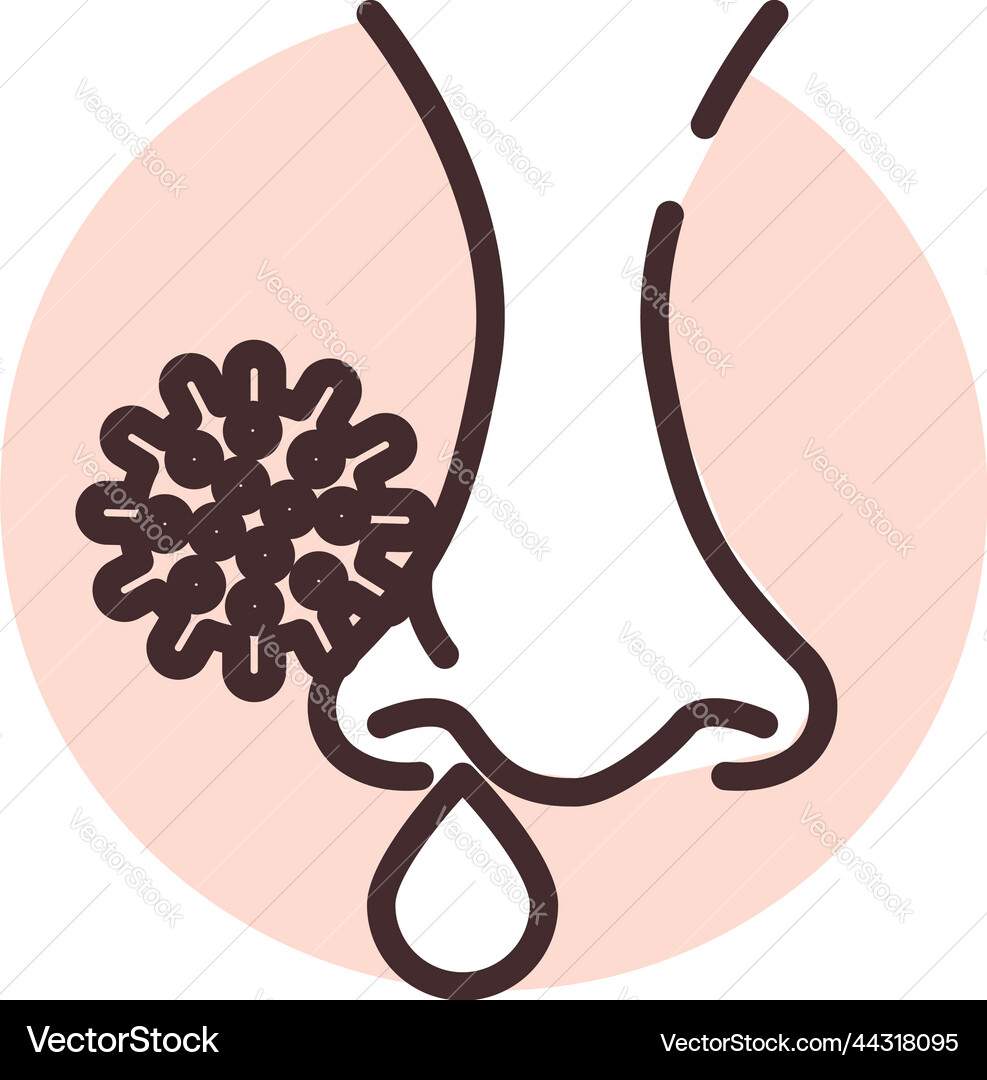 Allergy runny nose on white background Royalty Free Vector