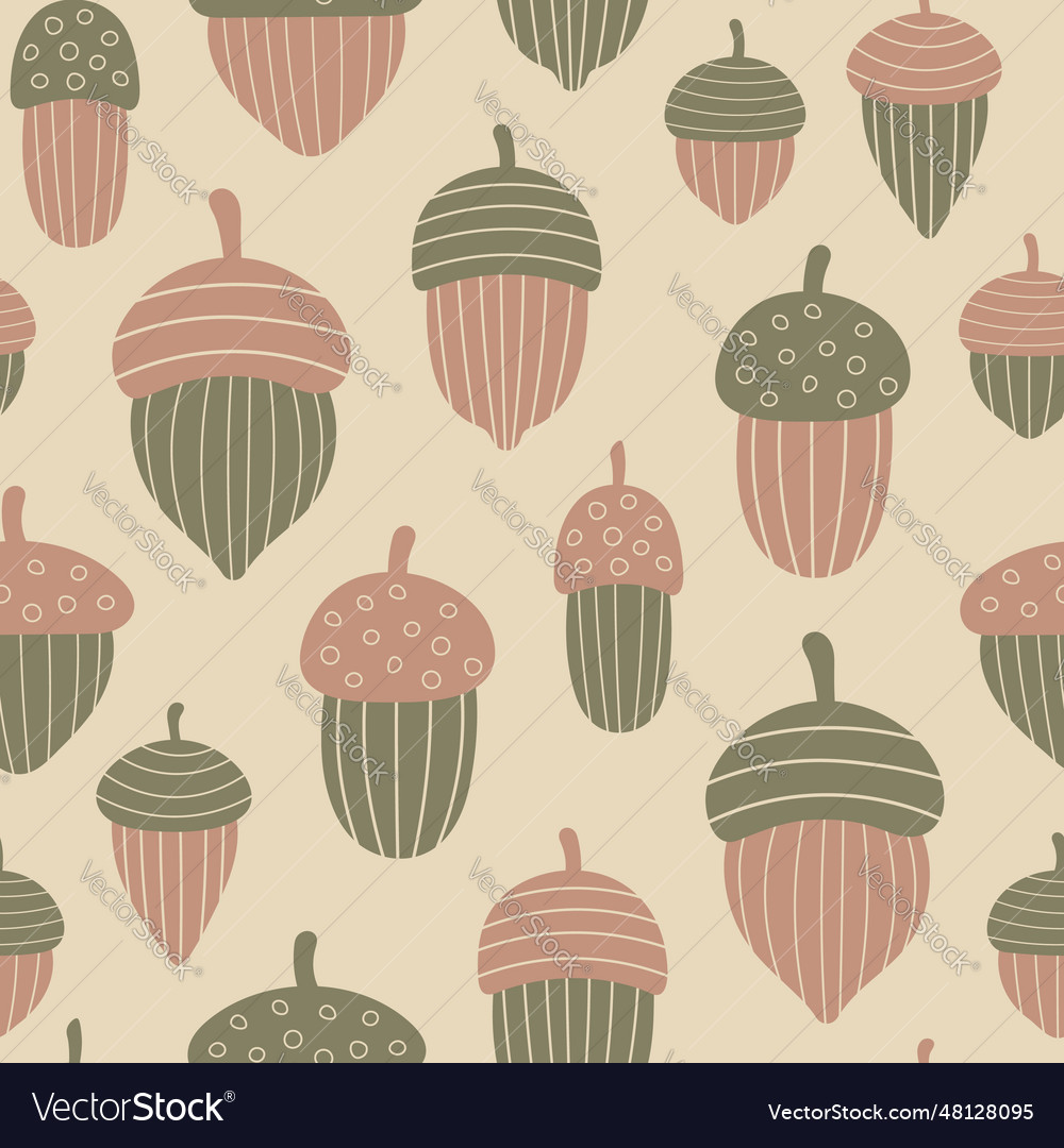 Autumn seamless pattern with acorns Royalty Free Vector