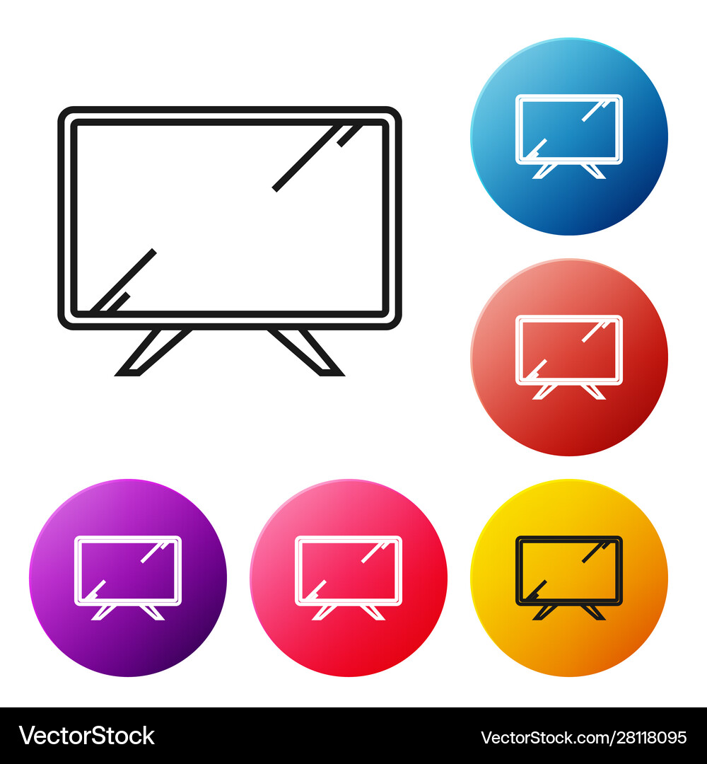 Black line smart tv icon isolated on white Vector Image