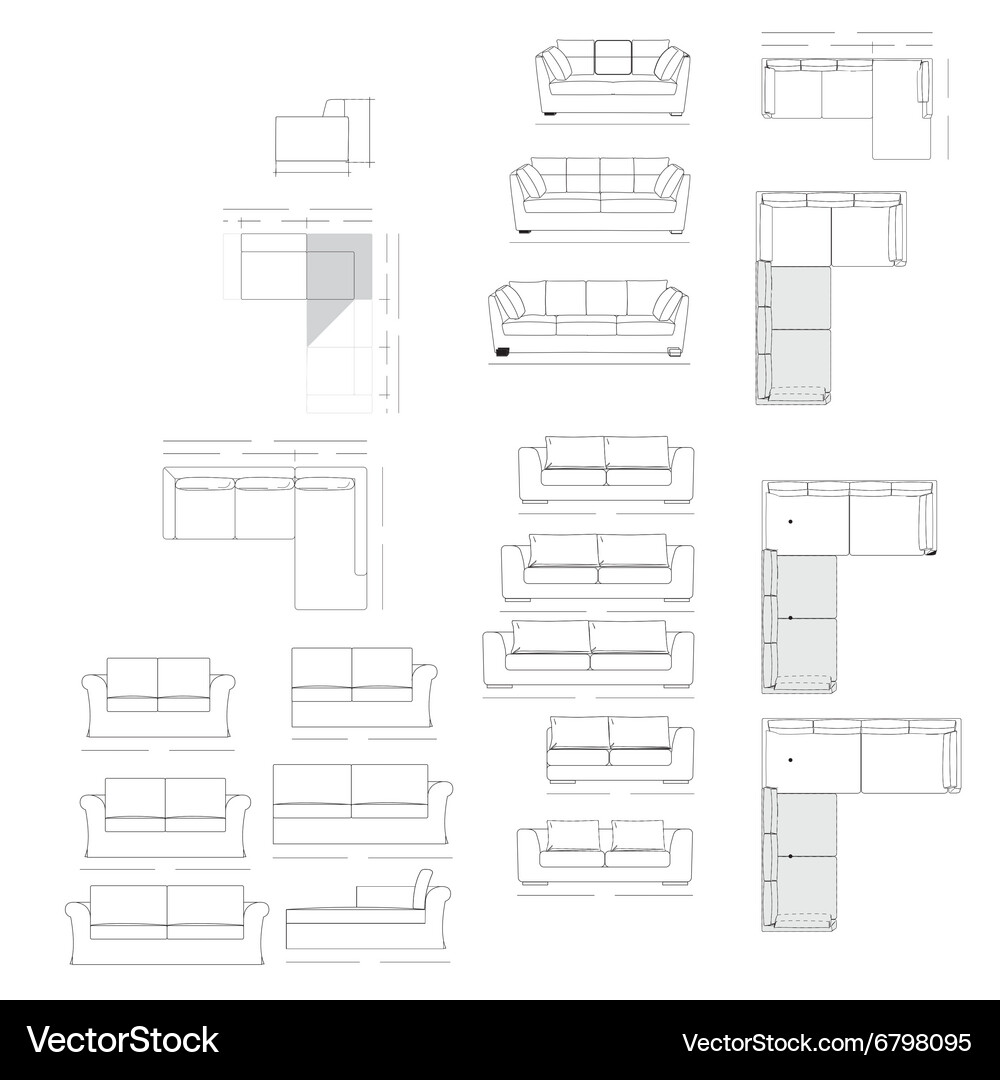Contours sofas Royalty Free Vector Image - VectorStock
