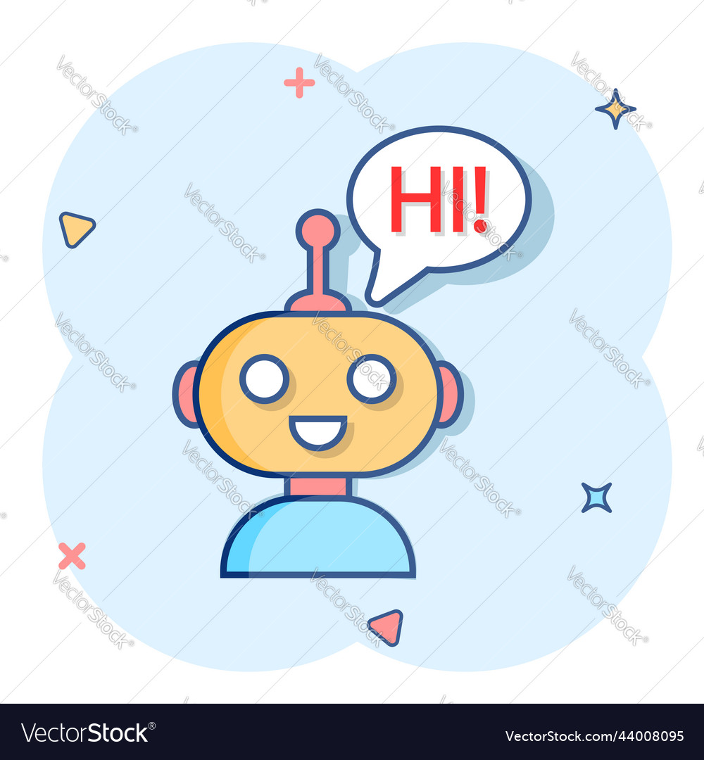 Cute robot chatbot icon in comic style bot Vector Image Cute robot chatbot icon in comic style bot Vector Image
