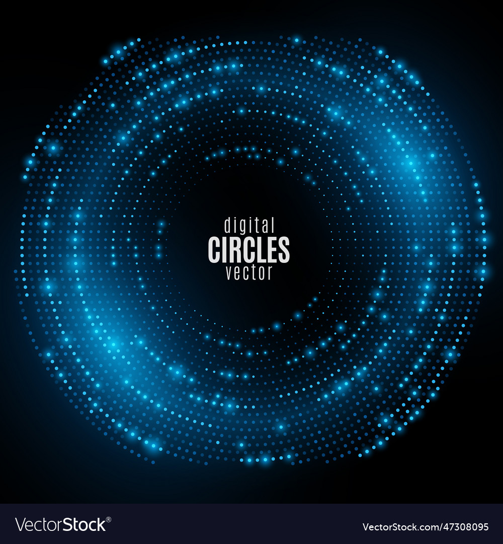 Digital futuristic circles of blue glowing Vector Image